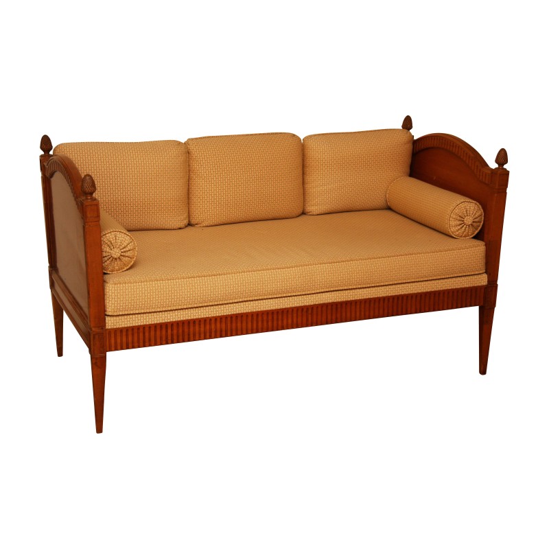 1 Louis XVI Directoire daybed sofa in cherry wood, upholstered with ...
