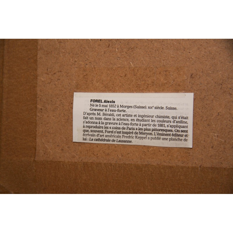 1 Charcoal engraving table under glass signed lower right...